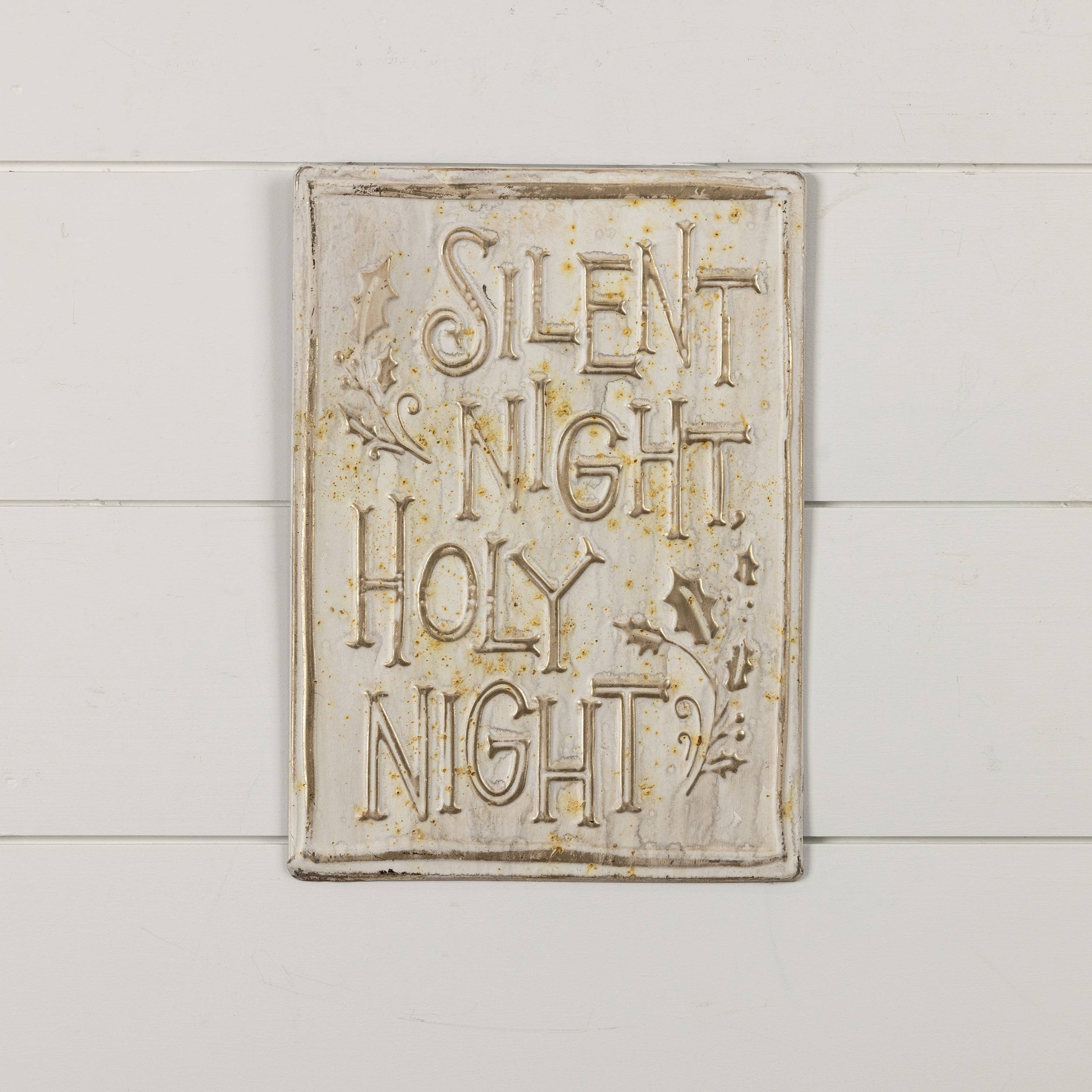 Gold & White Silent Night Sign | The Rooted Home